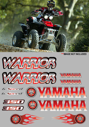 Warrior Decals RED Full Color Stickers Graphics 14pc ATV QUAD, 350, 6 ...