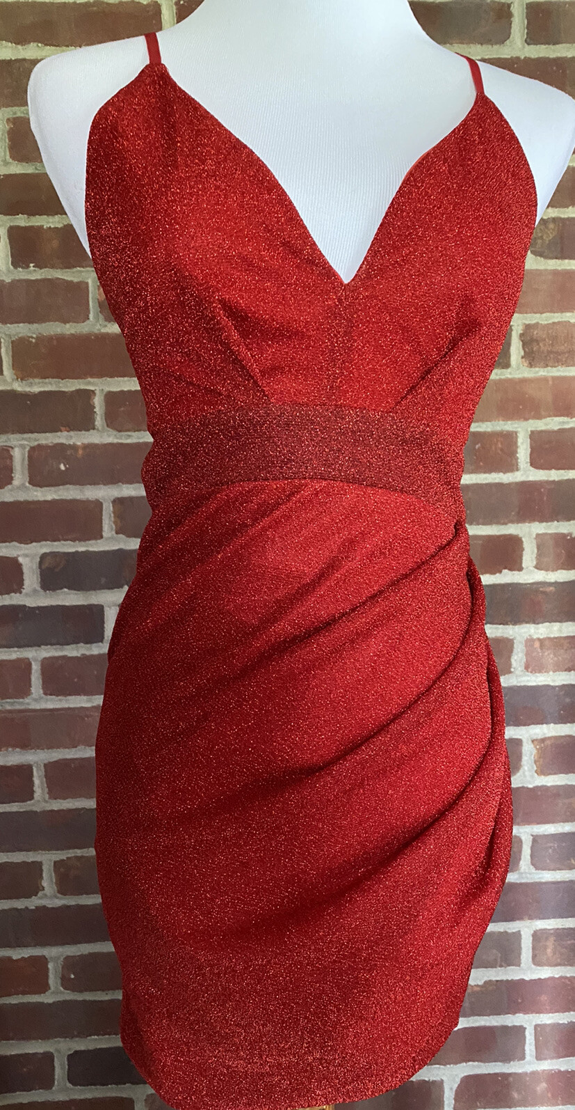 Women’s LUXXEL Boutique Red Metallic Dress S Holiday Wedding Christmas ...
