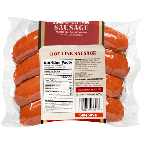 3 Lbs Evergood Beef Louisiana Brand Hot Link Sausage 48oz (3 Packs x ...