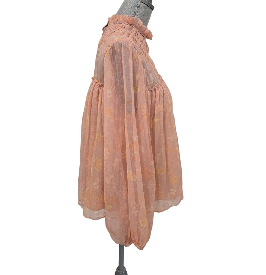 FRENCH CONNECTION Women's Floral Chiffon Diana Crinkle High Neck Blouse ...