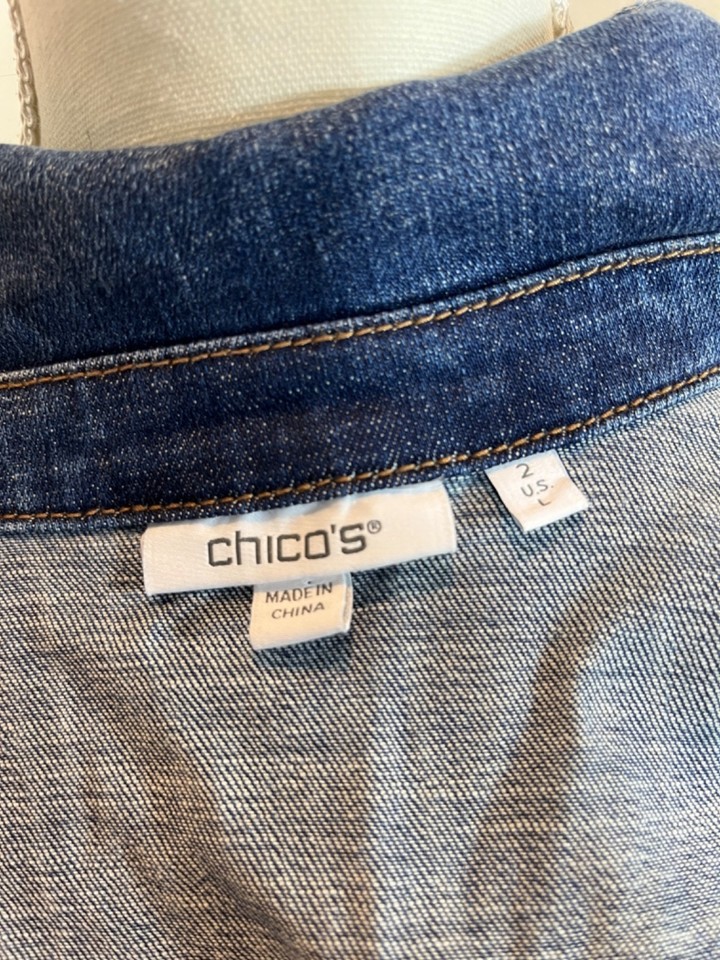 Chico's American Flag and Stars Denim Jacket Size 2 | eBay