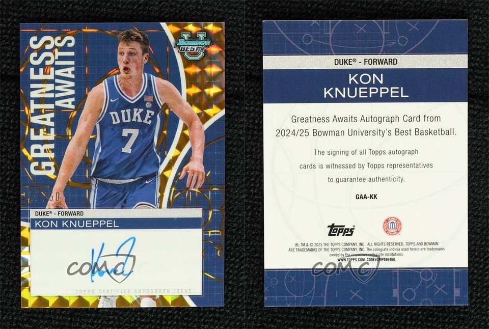 2024 Bowman U Best Gold Geometric Refractor 27/50 Kon Knueppel #GAA-KK ...