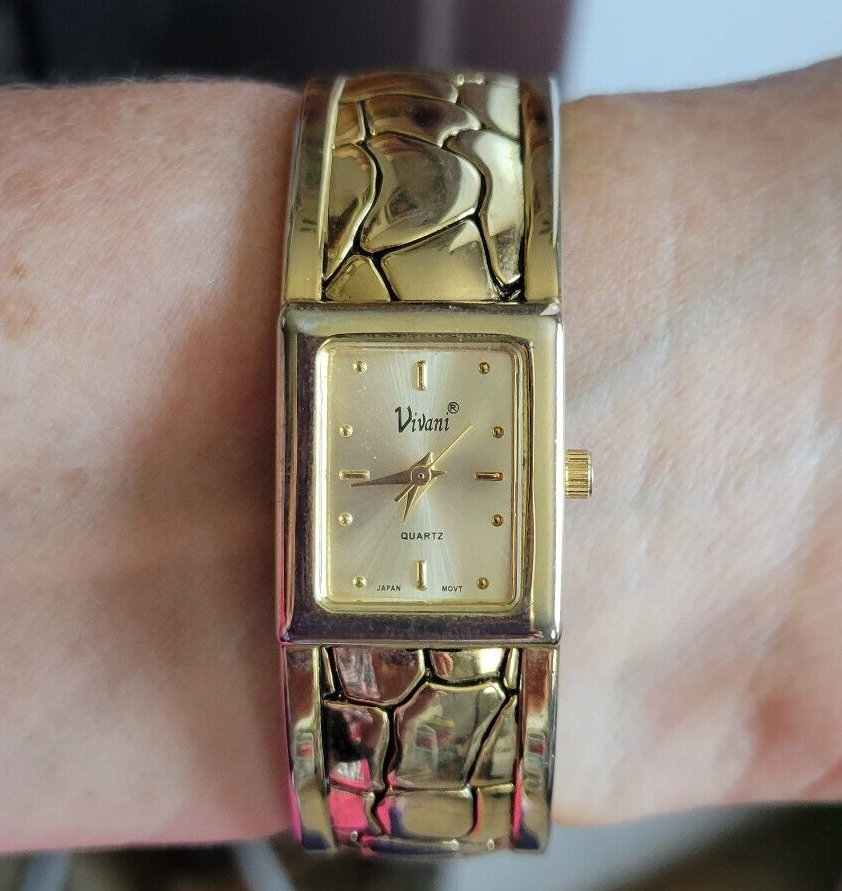VIVANI Watch GOLD Tone Stainless Steel Japanese Quartz Movement Mint ...