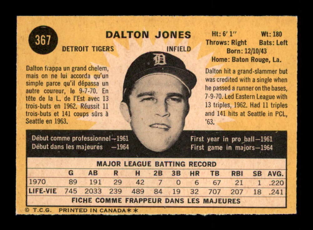1971 O-Pee-Chee - #367 Dalton Jones for sale online | eBay