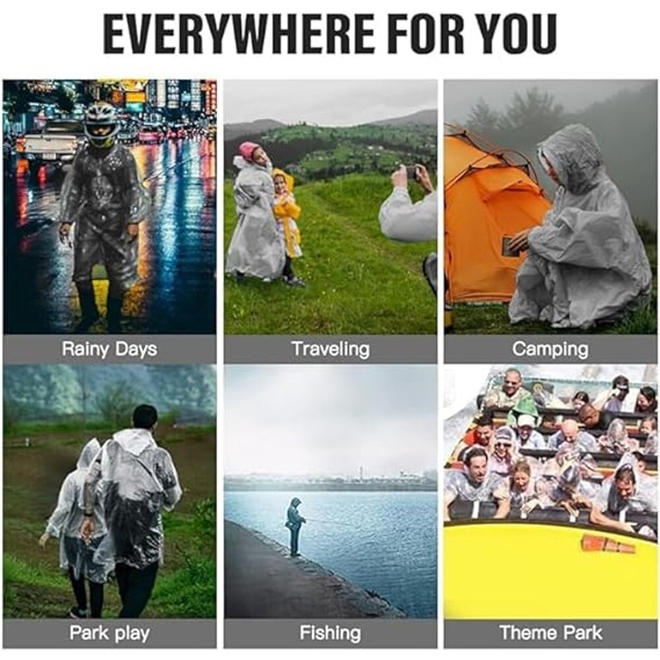 12 Disposable Emergency Raincoat Waterproof Poncho Rain Festivals ...