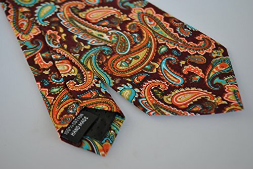 Frederick Thomas Designer Linen Funky Tie for Men - Navy Blue Paisley ...