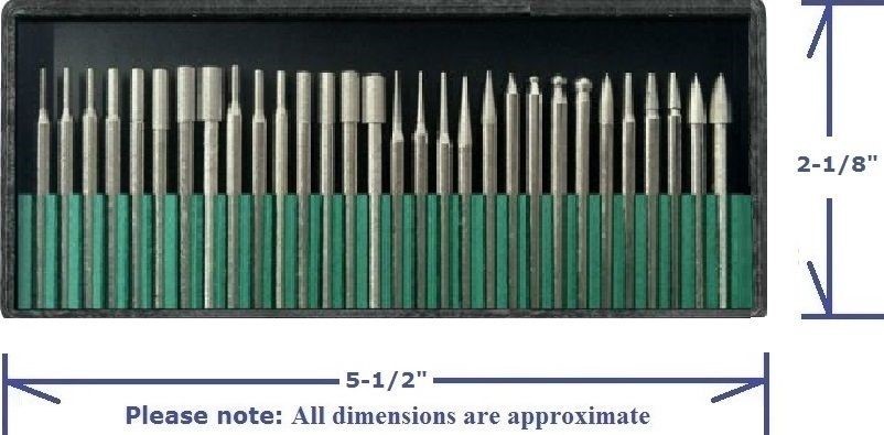 30pc DREMEL DIAMOND BURR Bit Set Rotary Tools 400 Grit 1/8" Shank ...