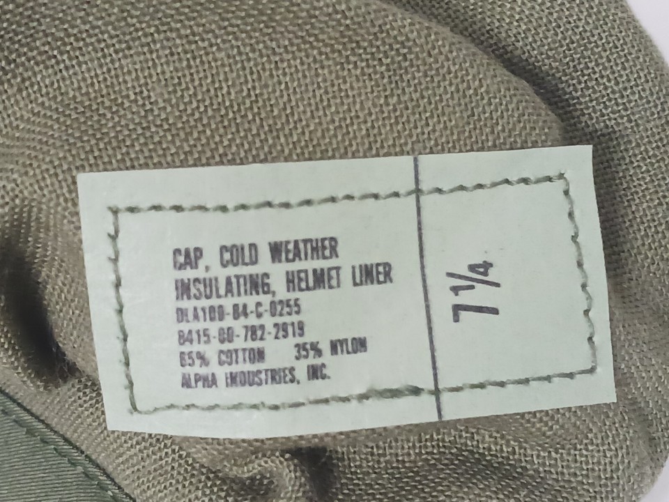 Alpha USGI Cold Weather Insulating Helmet Liner Cap Hood OD Size 7-1/4 ...