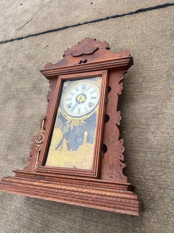 Old Antique E N WELCH Walnut Parlor Mantel Clock Welch pendulum | eBay