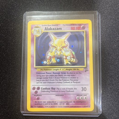Pokemon Card Alakazam 1/130 Base Set 2 Holo Rare SWIRL WOTC Played ...