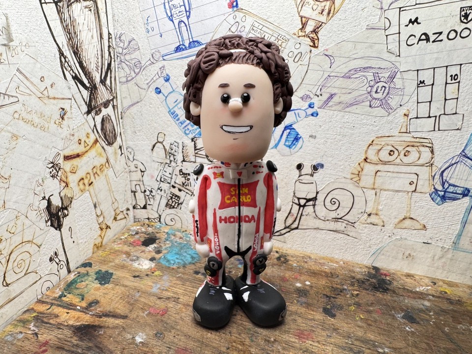 Marco simonecelli cartoon character With movable head 2011 leathers ...