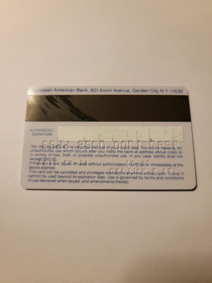 EAB New Unsigned Unused Vintage 1982 expired Credit Card | eBay
