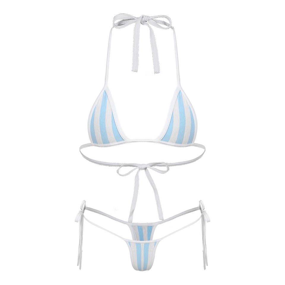 Women Bikini Set Swimsuit Lace-up Mini Micro Bra Tops with G String ...