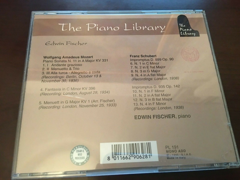 The Piano Library - Edwin Fischer - Mozart, Schubert by Edwin Fischer ...