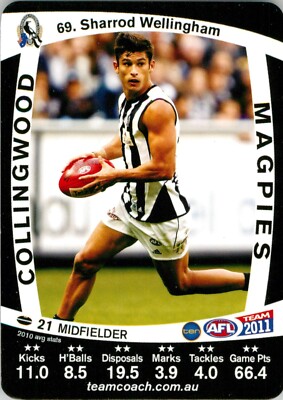 2011 COLLINGWOOD MAGPIES AFL Card SHARROD WELLINGHAM Teamcoach | eBay ...