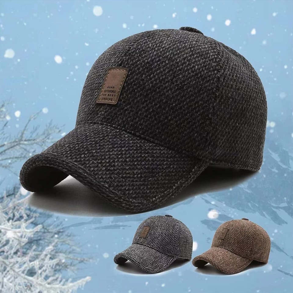 Wessiny Winter Baseball Cap with Ear Muffs, Adjustable Warm Baseball ...