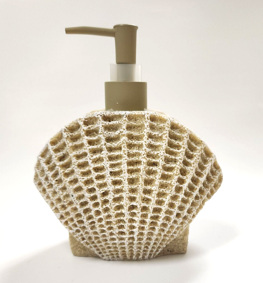 NEW COASTAL COLLECTION SAND BEIGE CLAM SHELL RESIN SOAP DISPENSER | eBay