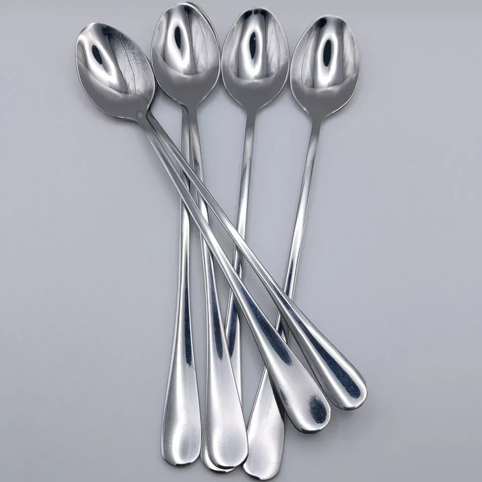 3 Long Handle Teaspoons Tea Spoon Stainless Steel Coffee Latte Ice ...