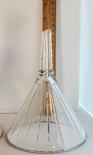 Funnel Set of 3 Ribbed Heavy Flint Glass Mooney AIR VENT Lab Pharmacy ...