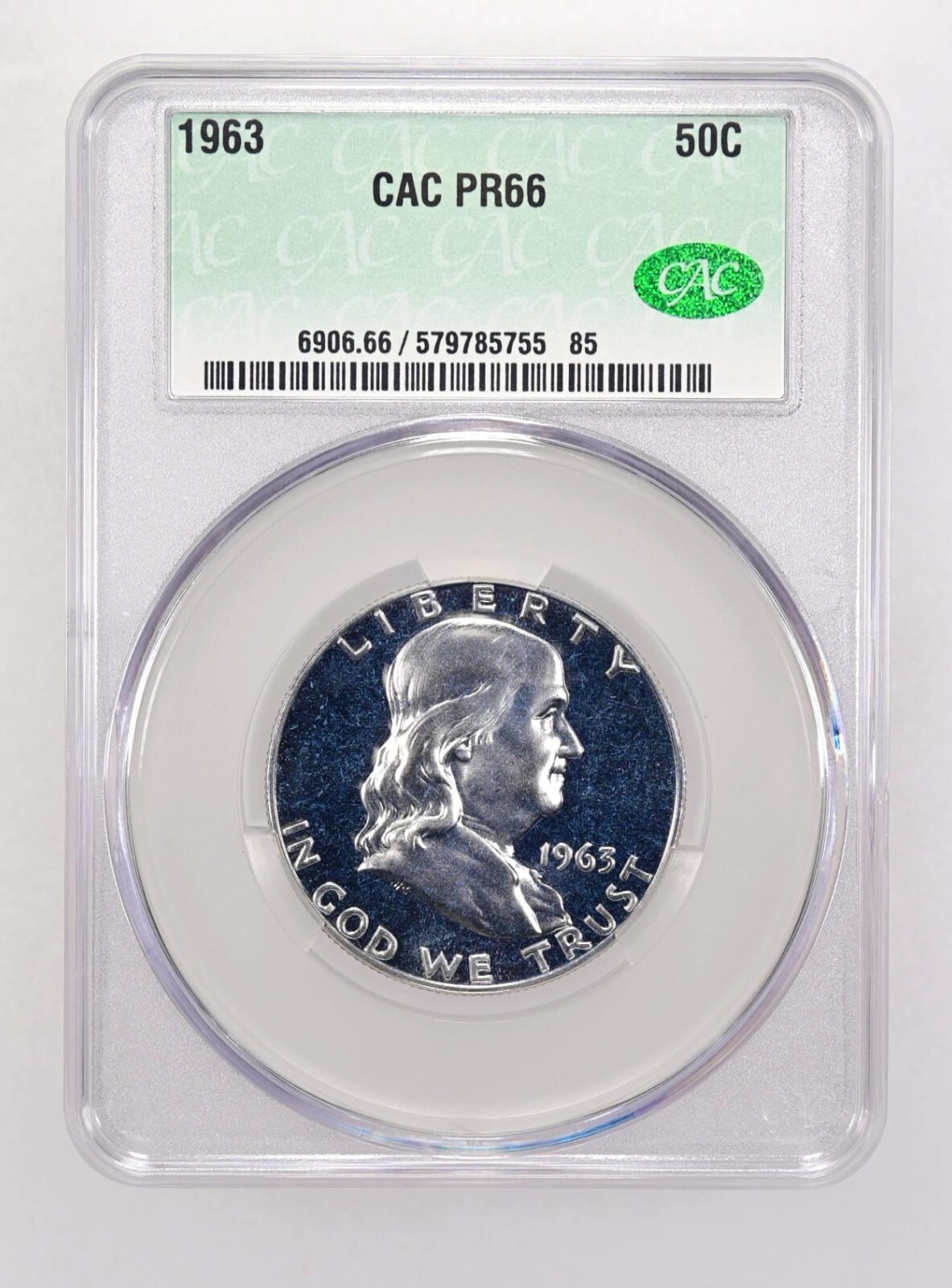 1963 50c Franklin Silver Half Dollar CACG PR66 CAC Graded and Certified ...