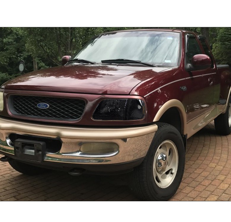 97-03 F150/97-02 EXPEDITION BLACK/SMOKE CRYSTAL HEAD LIGHT W/BLUE DRL ...