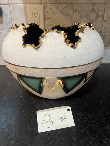 Rare Large Sharon Penn Southwest Pottery Vase 22K Gold Accent Signed ...