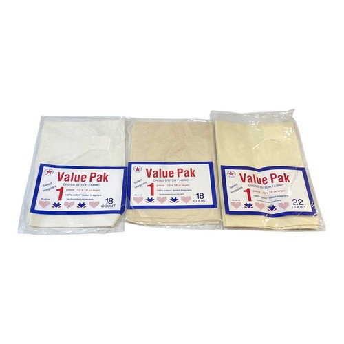 Vintage Value Pak Lot of 3 Beige, Cream, Ivory Cross Stitch Fabric 18 ...
