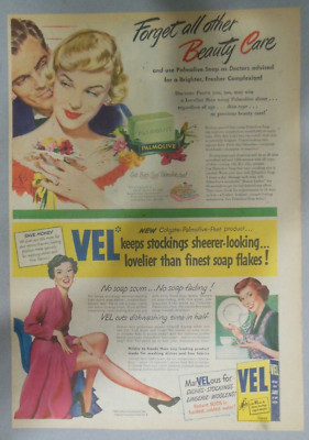 Vel Soap Ad: Cleans Stockings ! Sexy Pantyhose Image! 1940's Size: 11 ...
