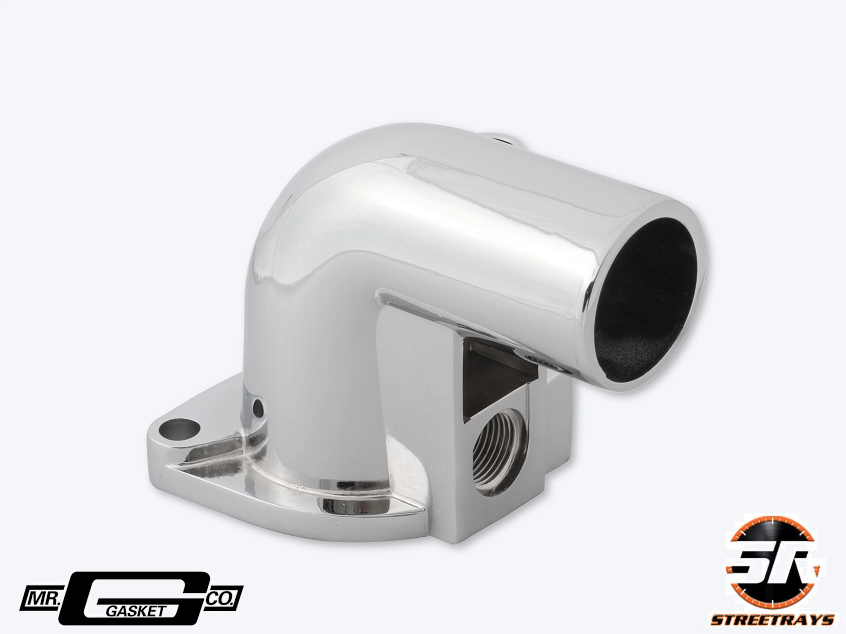 Mr Gasket Thermostat Housing 9713 / 90deg Fixed Chrome Steel for 62-97 ...