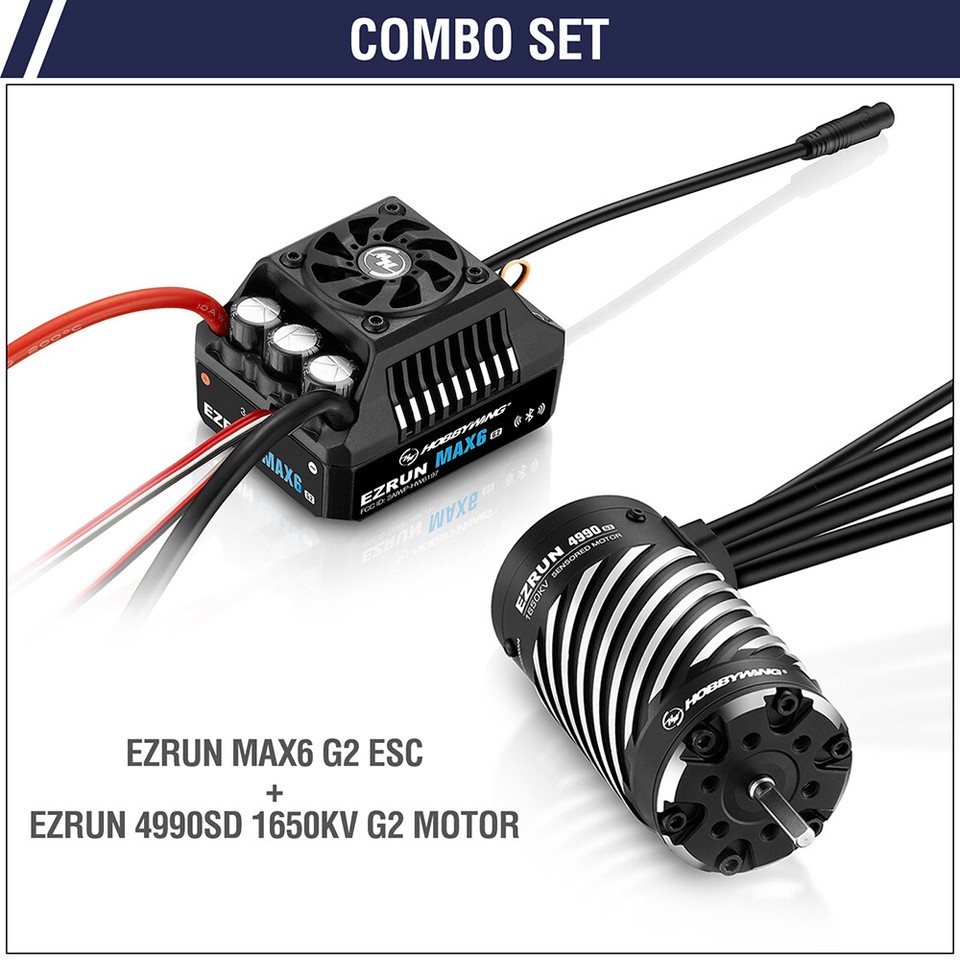 HOBBYWING EZRUN MAX6 G2 ESC Brushless 3-8S Lipo Motor Set for 1/6 1/7 1 ...