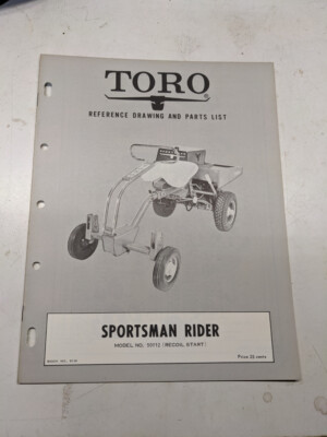 TORO REFERENCE DRAWING PARTS LIST BOOK CATALOG MANUAL SPORTSMAN RIDER ...