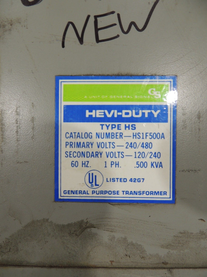 GENERAL SIGNAL HS1F500A 240/480V 60HZ 1PH .500 KVA Hevi-Duty ...