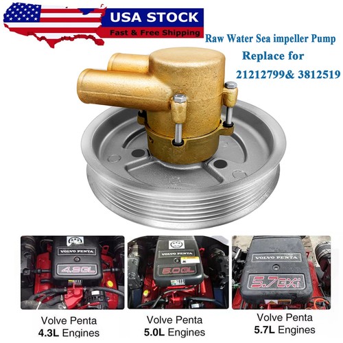 21212799 Sea Water Pump for Volvo Penta 4.3L 5.7L V8 V6 Sea water Boat ...