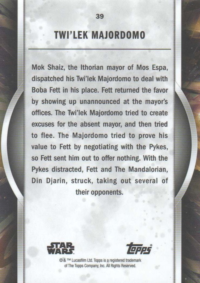 2022 Topps Star Wars Masterwork Trading Card Blue #39 Twi'lek Majordomo ...