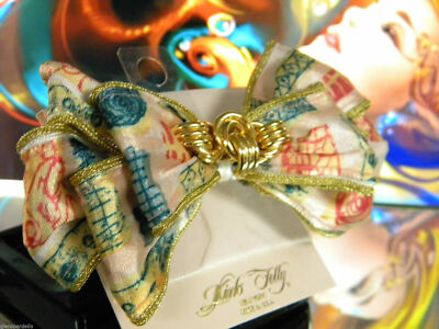 Kirks Folly Barrette FABRIC BOW gold trim FREE SHIP RB8 usa made | eBay