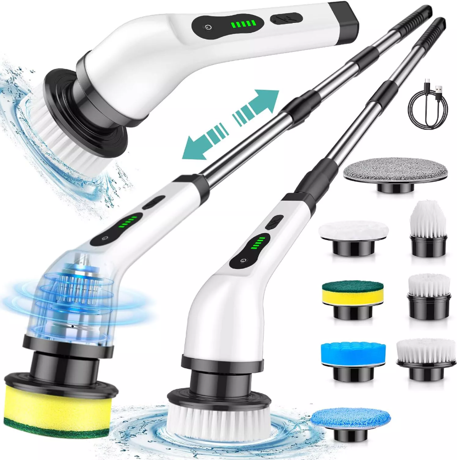 9 in 1 Electric Spin Scrubber Handheld Cleaning Brush Cordless Turbo ...
