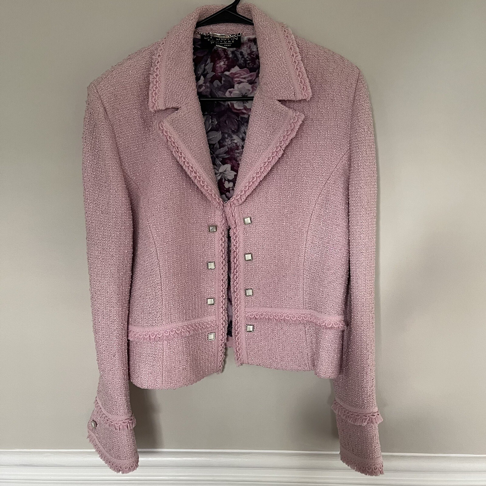 St. John Couture Baby Pink Tweed Floral Lined Designe… - Gem