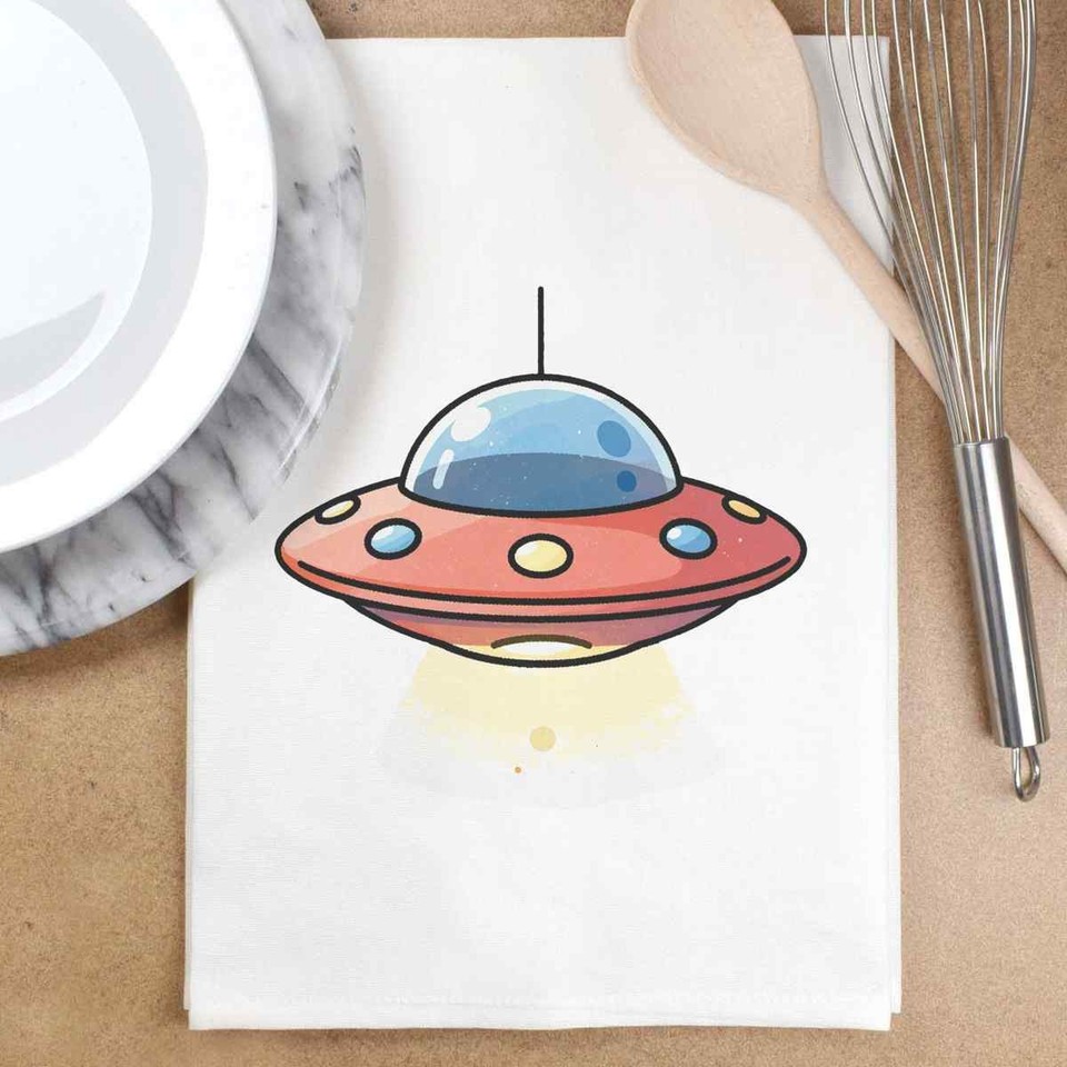 'Cartoon Style UFO' Cotton Tea Towel / Dish Cloth (TW060310) | eBay UK