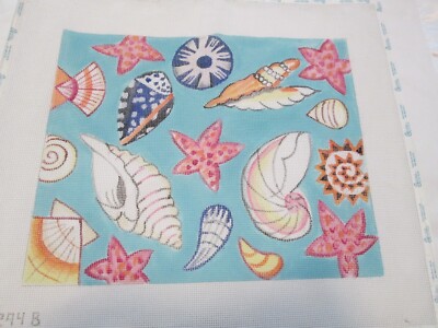 SEASHELLS-HANDPAINTED NEEDLEPOINT CANVAS | eBay