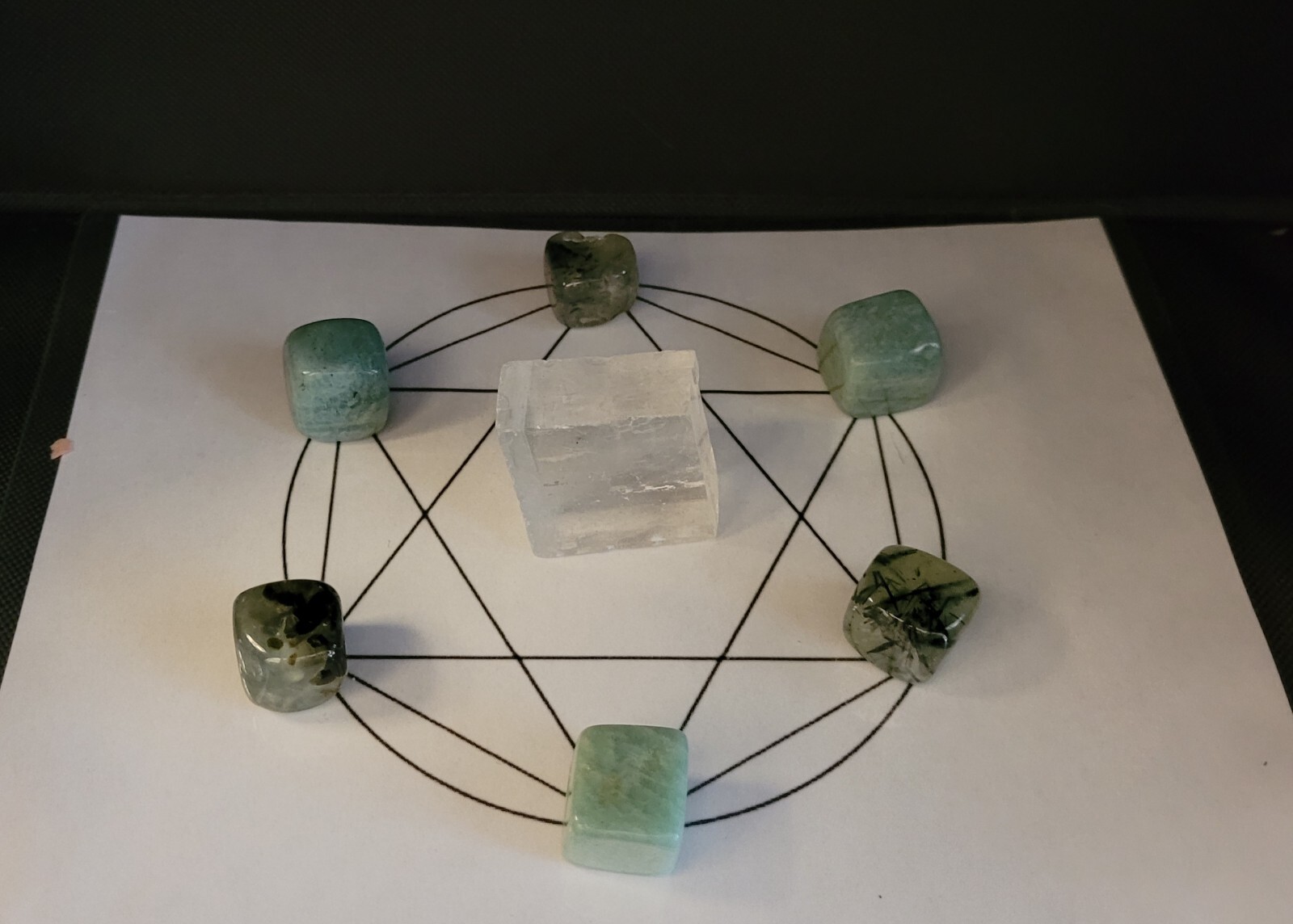 Peace Crystal Grid - Optical Calcite with Prehnite w/ Epidote ...
