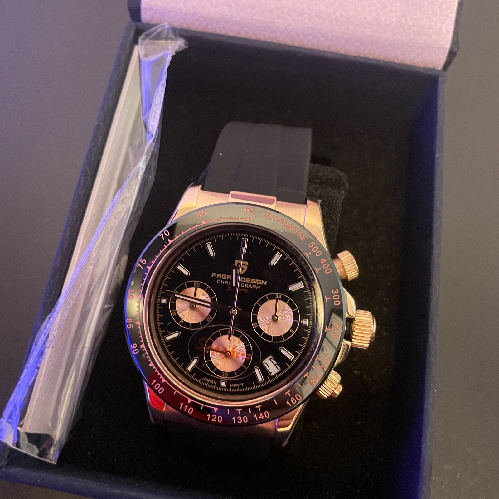 Black Pagani Design PD1644 SEIKO Vk63 MECA Quartz Movement. for sale ...