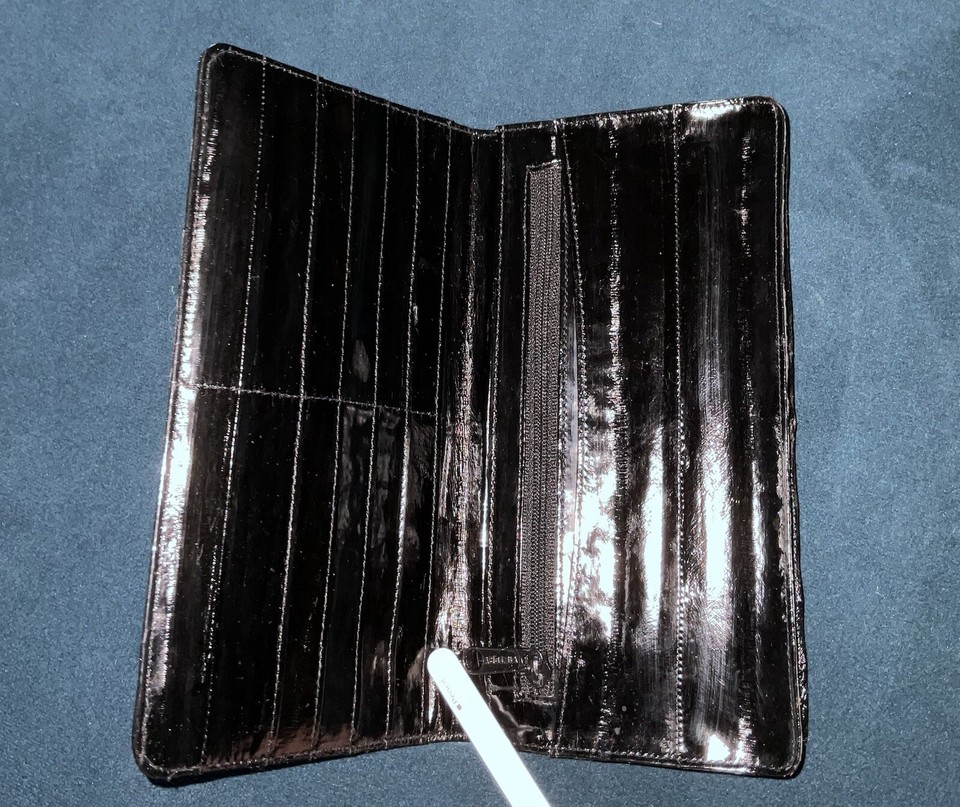 Vintage Eel Skin Checkbook/Full Size Wallet - Black - Made In Korea | eBay