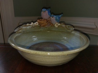 Steve Vasiliou Pottery Bowl Blue Bird Egg Nest Centerpiece Handmade ...