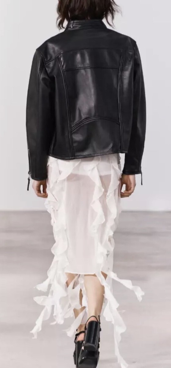ZARA ZIPPERED LEATHER JACKET Black | 5479/252 XS Run Big #al ZARA ZIPPERED LEATHER JACKET Black | 5479/252 XS Run Big #al