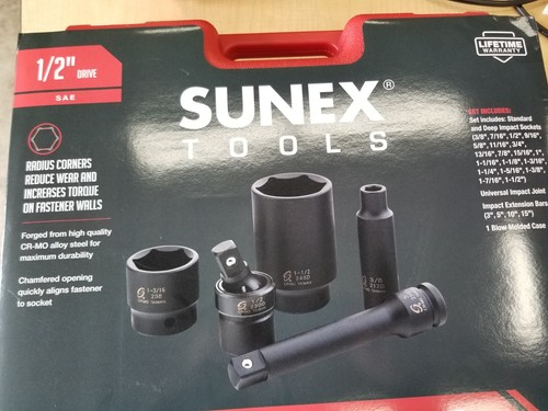 Sunex Tools 1/2" Drive 43 Piece SAE Master Impact Socket Set, NEW | eBay