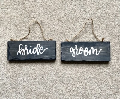 Rustic Wood Bride and Groom Signs for Wedding | eBay