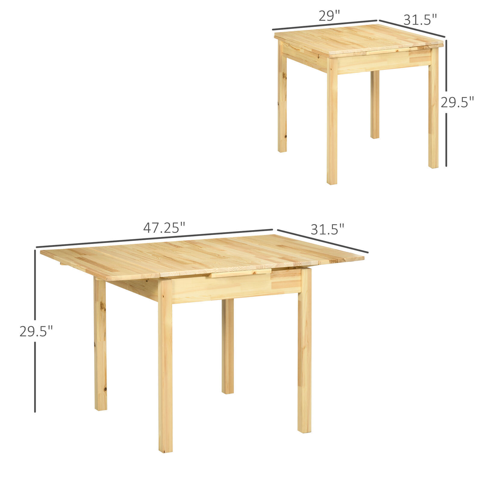 Foldable Dining Table, Pine Wood Drop Leaf Table for Small Spaces | eBay