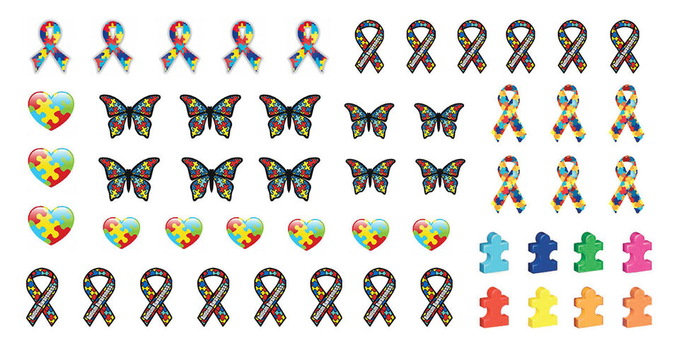 Autism Awareness Ribbon Nail Art Waterslide Decals Set 2 Salon
