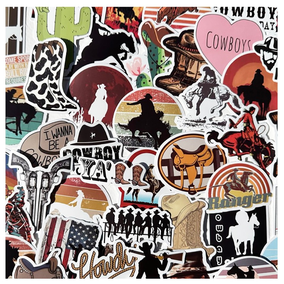 Cute COWBOY stickers, ranch, horse, hat, 50pcs, Decal, cowboys, western ...