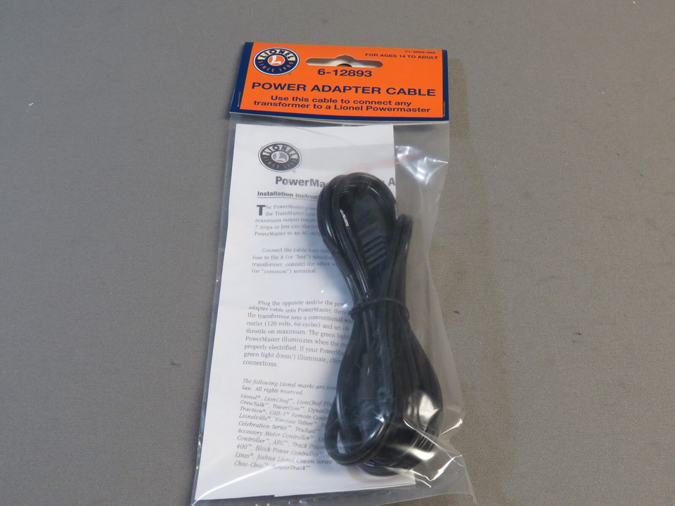 LIONEL TRANSFORMER POWERMASTER CONNECTION CABLE adapter chord power 6 ...